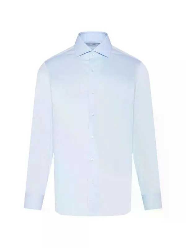 BARBA NAPOLI Spread-collar Long-sleeve Shirt - Blue