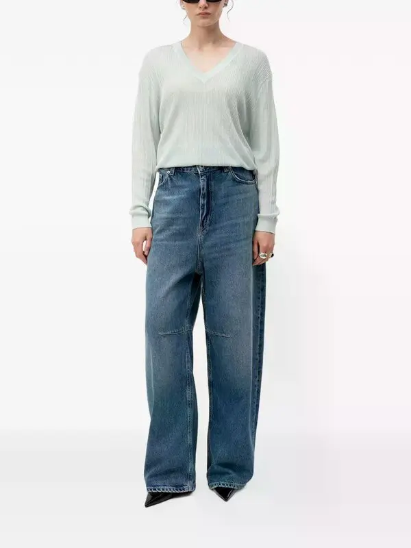 Hugo Ribbed Knit V-neck Sweater
