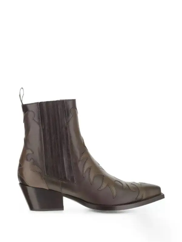 Sartore Decorative-stitching Leather Ankle Boots