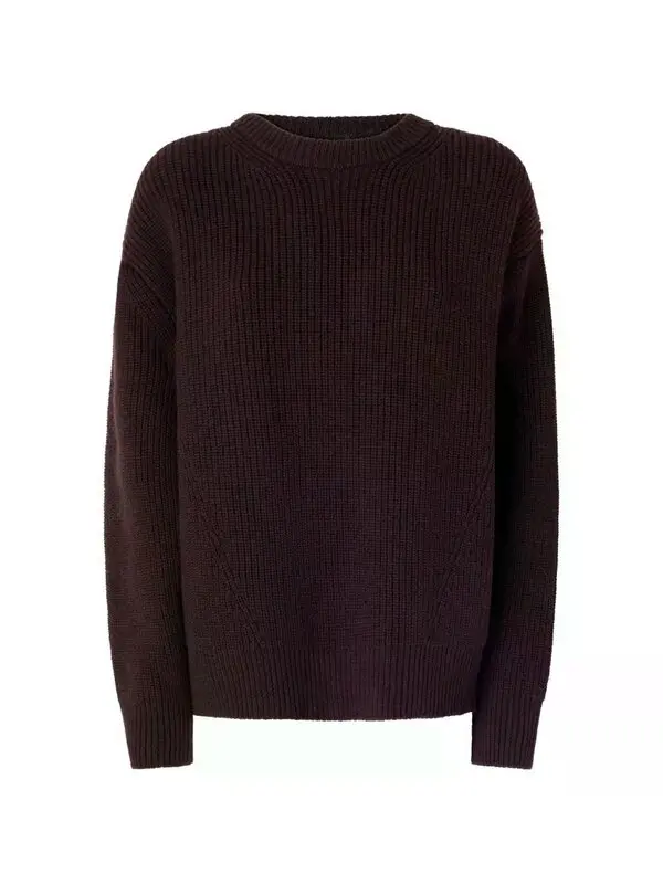 Pinko Ribbed Wool Crew Neck Sweater - Brown
