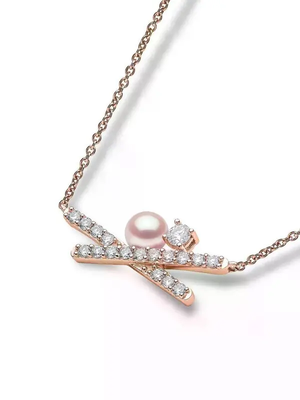 Yoko London 18k Rose Gold Pearl And Diamond Necklace