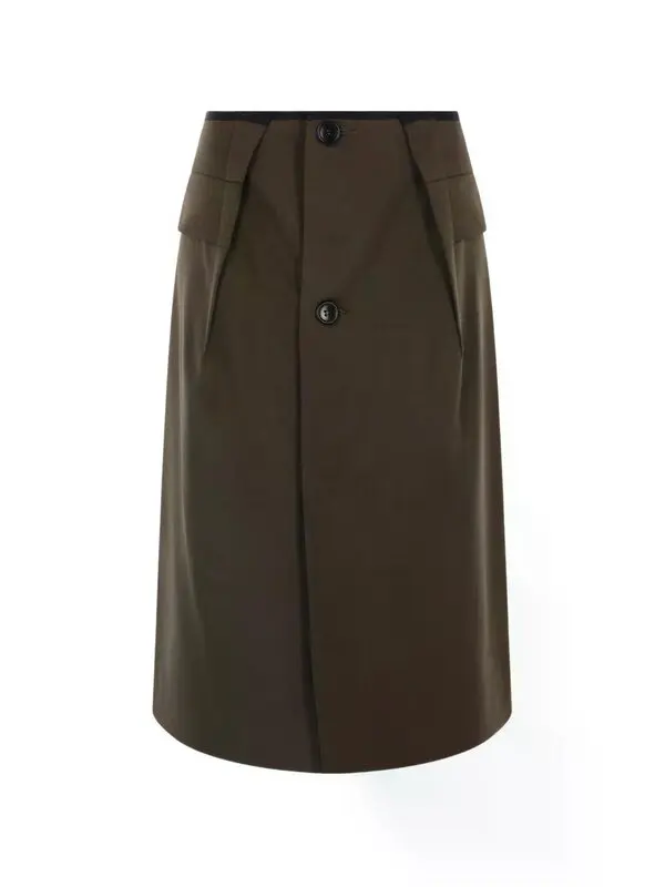 Ter Et Bantine Button-fastening Pleat-detail Midi Skirt - Green