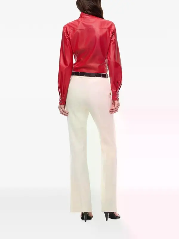 Pinko Faux-leather Spread Collar Shirt With Chest Pockets - Red