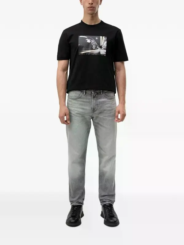 BOSS Faded-effect Straight-leg Jeans