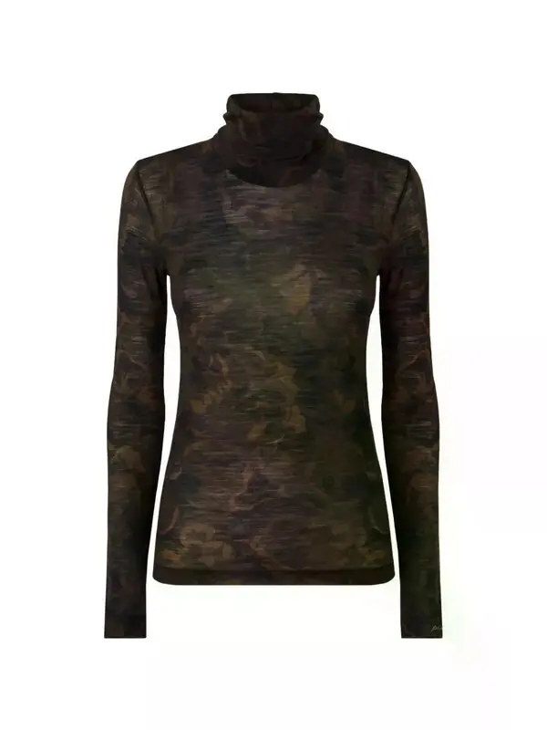 Pinko Floral-print Roll-neck Top - Green