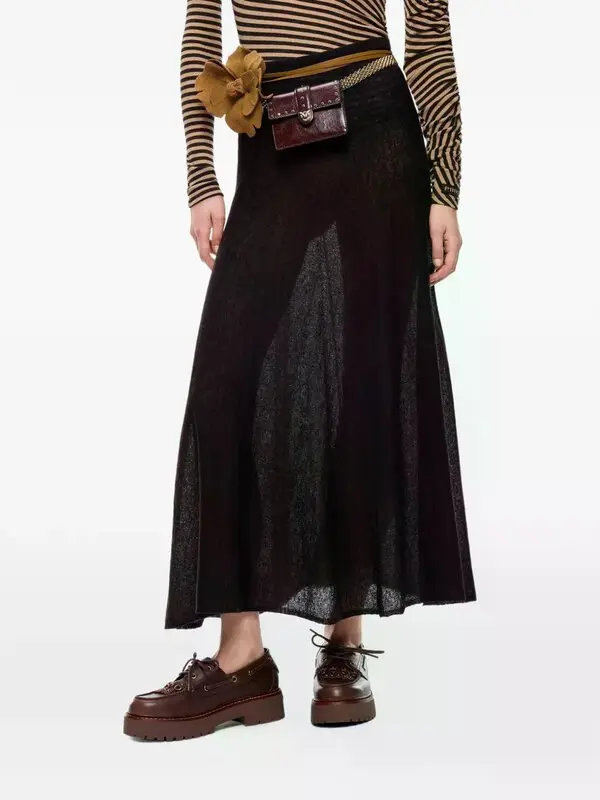 Pinko Knitted A-line Midi Skirt - Brown