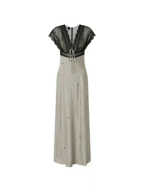 Pinko Lace-trimmed Polka-dot Maxi Dress - Neutrals