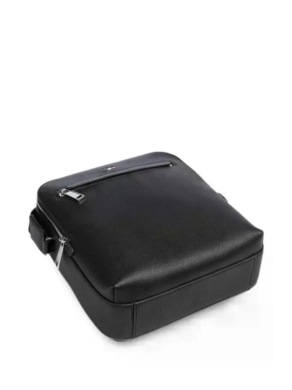 BOSS Logo-detail Leather Messenger Bag - Black