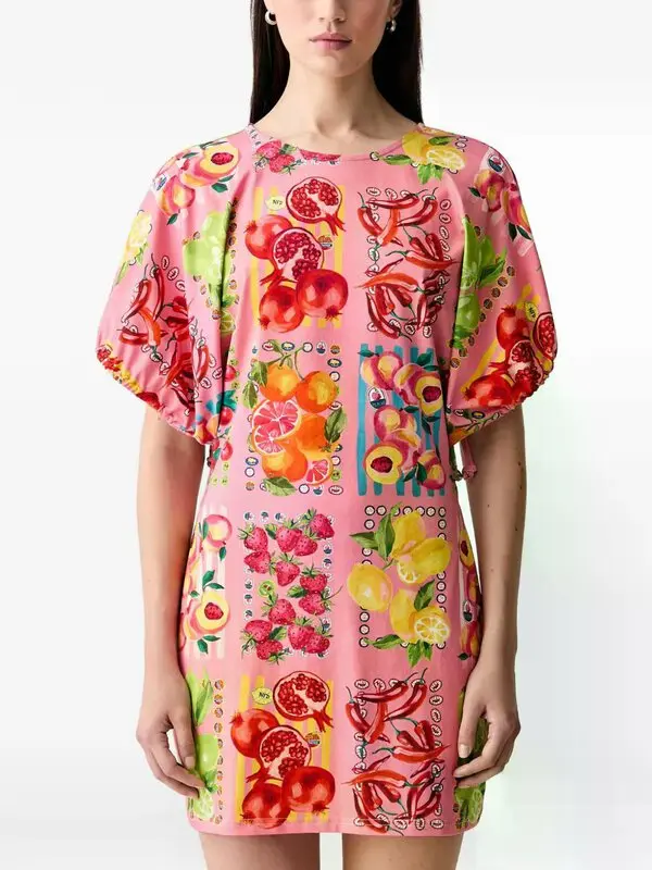 NEVER FULLY DRESSED Printed Puff Sleeve Cotton Midi Dress