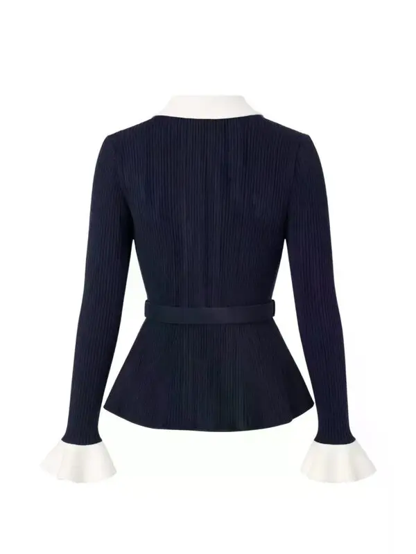 SELF-PORTRAIT Belted Ribbed-knit Sweater