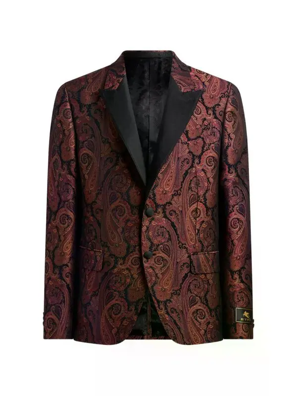 Etro Chenille Jacquard Single-breasted Jacket With Paisley Motif - Red