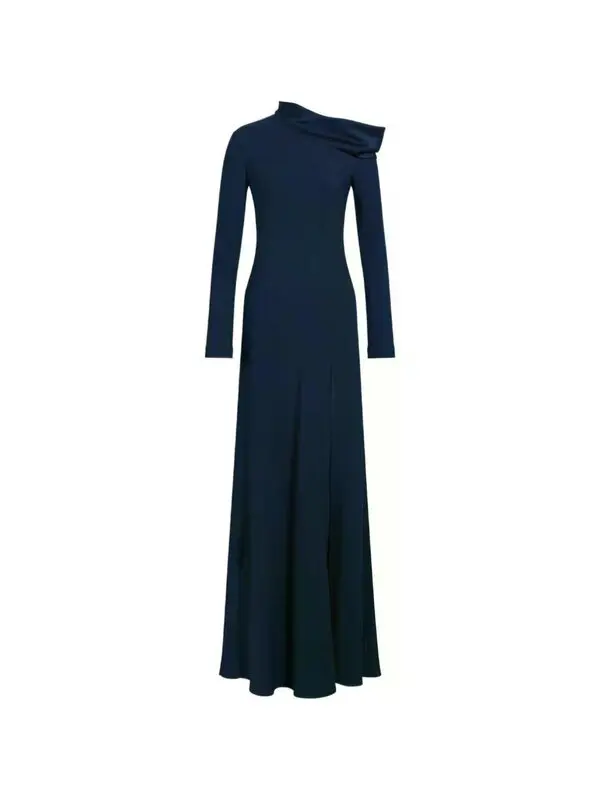 Alberta Ferretti Asymmetric-neck Long-sleeve Dress - Blue