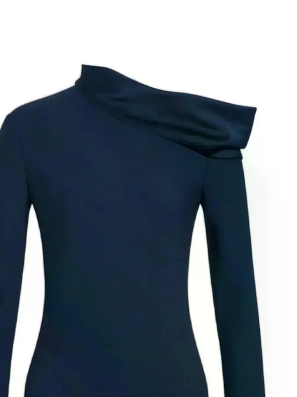 Alberta Ferretti Asymmetric-neck Long-sleeve Dress - Blue