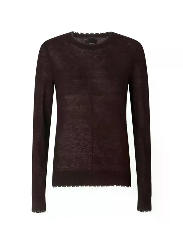 Pinko Distressed Semi-sheer Crewneck Top - Brown