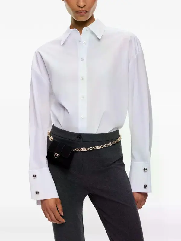 Pinko Embellished Cuff Cotton Shirt - White