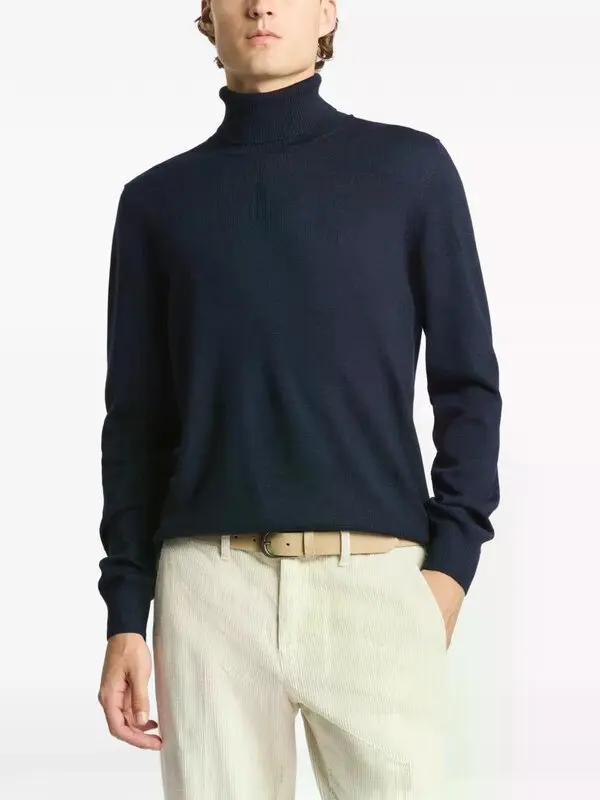 FAY Roll-neck Ribbed-trim Sweater - Blue