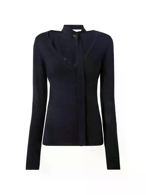 Pinko Lace-trim Tie-neck Sweater - Blue