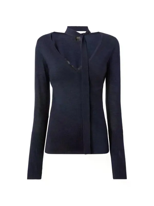 Pinko Lace-trim Tie-neck Sweater - Blue