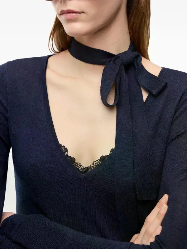 Pinko Lace-trim Tie-neck Sweater - Blue