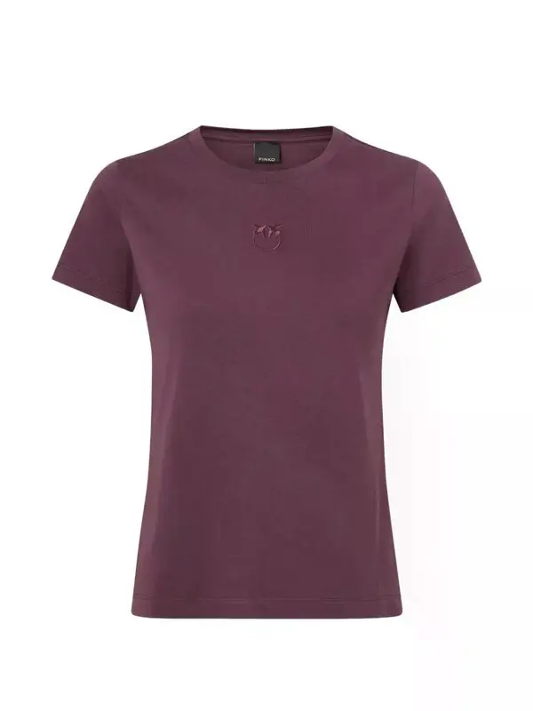 Pinko Love Birds Embroidered Cotton T-shirt - Red