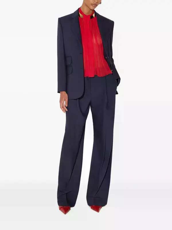 Elisabetta Franchi Pinstripe Logo Button Blazer - Blue