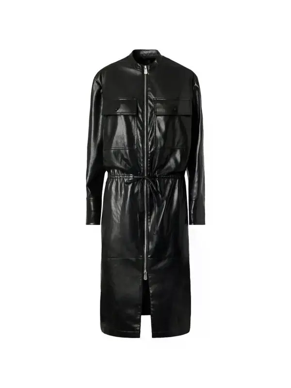 Pinko Panelled Drawstring-waist Faux-leather Dress - Black