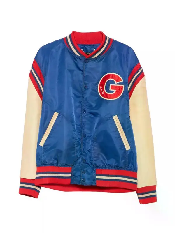 GOLDEN GOOSE Leather-sleeve Journey Bomber Jacket - Blue