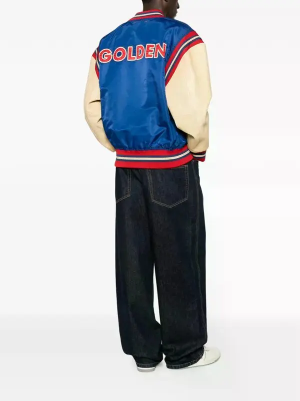 GOLDEN GOOSE Leather-sleeve Journey Bomber Jacket - Blue