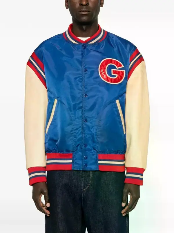 GOLDEN GOOSE Leather-sleeve Journey Bomber Jacket - Blue