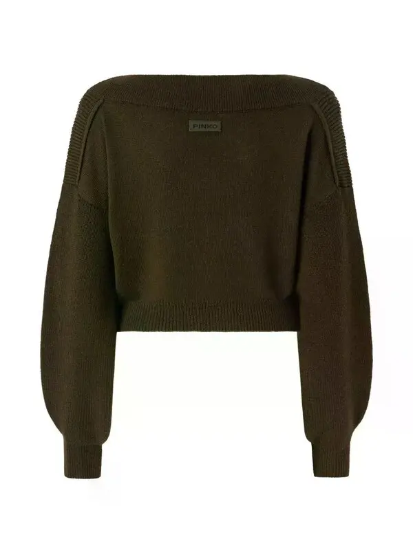 Pinko V-neck Cropped Sweater - Green