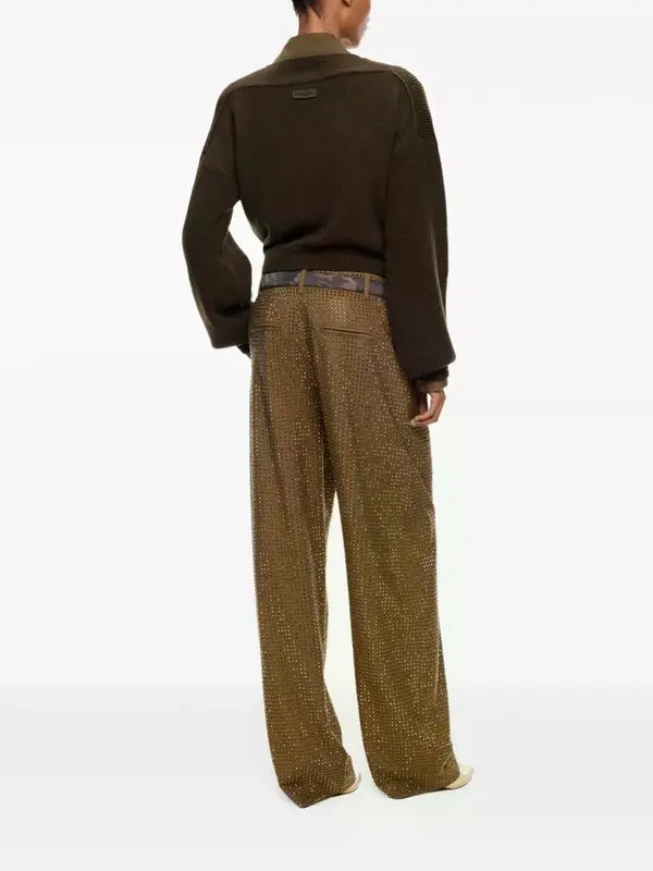 Pinko Cropped V-neck Sweater - Green