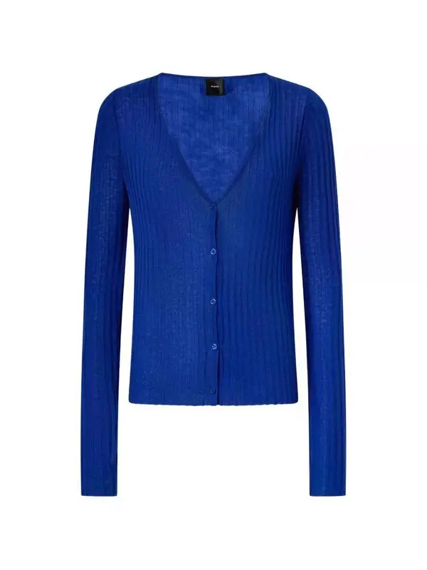 Pinko Ribbed Knit V-neck Cardigan - Blue