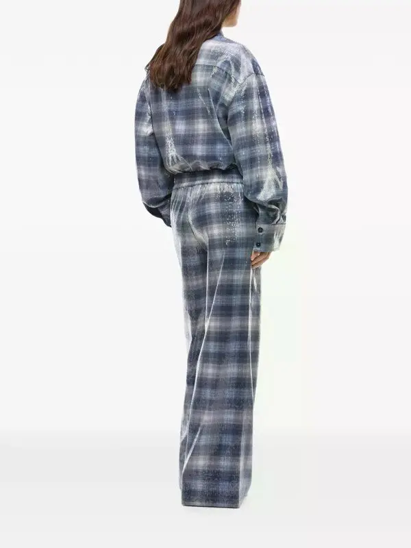 Pinko Palazzo Trousers With Check Pattern And Sequins