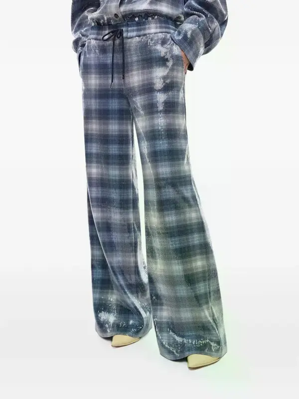 Pinko Palazzo Trousers With Check Pattern And Sequins