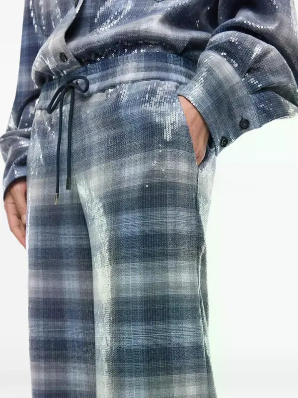 Pinko Palazzo Trousers With Check Pattern And Sequins
