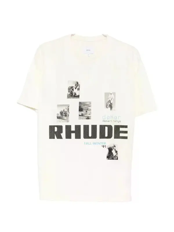 Rhude Graphic-print Logo-print T-shirt - Neutrals