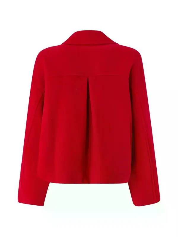 Pinko Double-breasted Pea Coat In Double-layered Wool-blend Cloth - Red