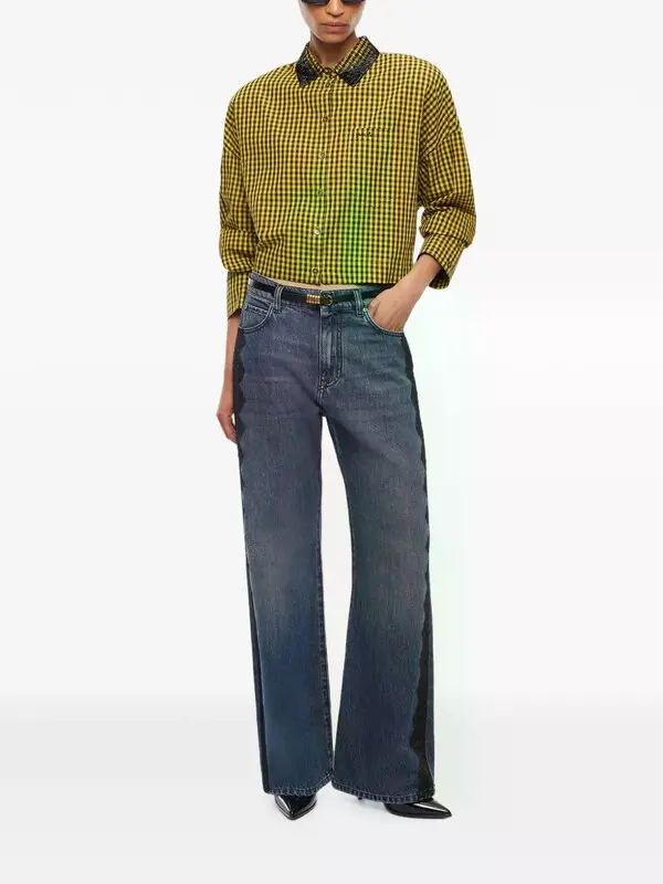 Pinko Cropped Check Shirt With Jewel Collar