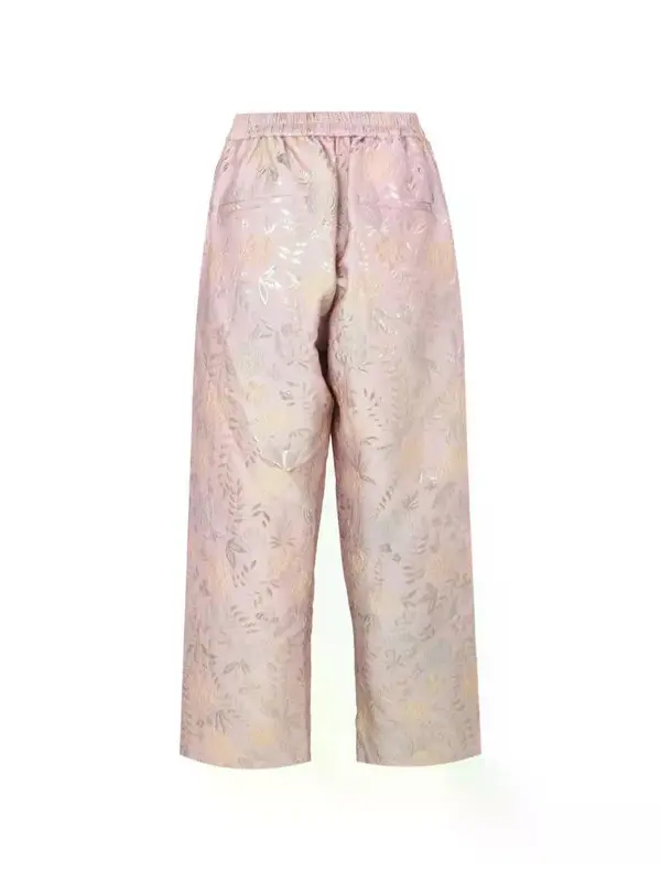 Biyan Floral-jacquard Straight-fit Trousers - Pink