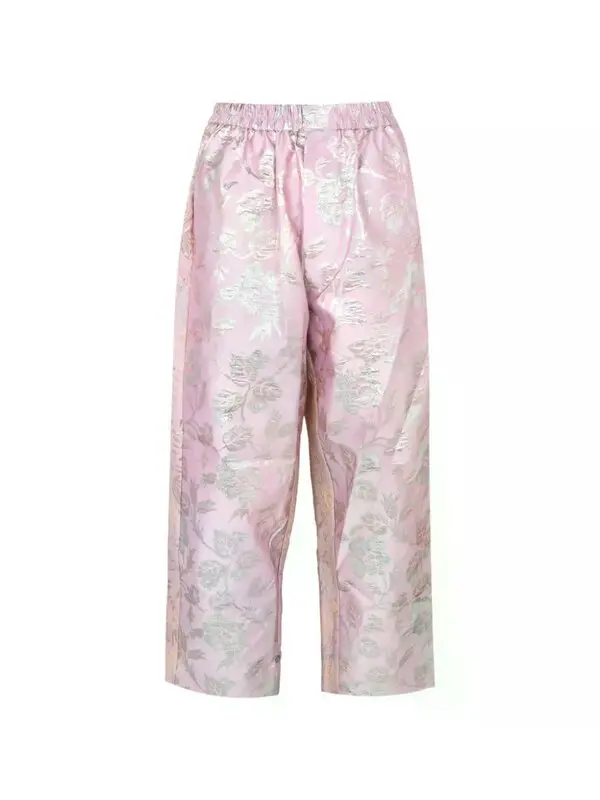 Biyan Floral Jacquard Straight-fit Trousers