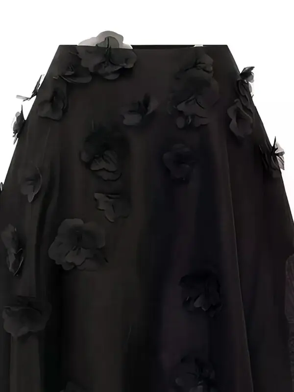 LEO LIN Leila Maxi Skirt With Petal Appliqu - Black