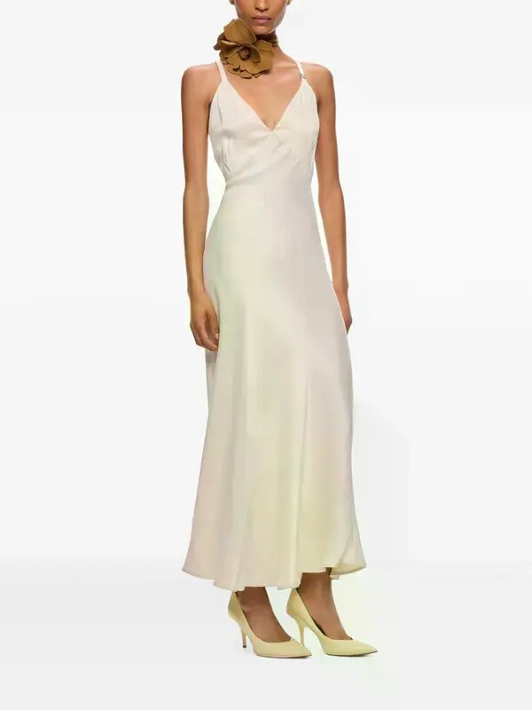 Pinko Satin Finish V-neck Slip Dress - Neutrals