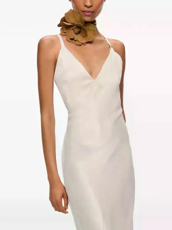 Pinko Satin Finish V-neck Slip Dress - Neutrals