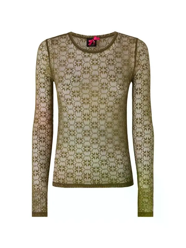 Pinko Monogram-lace Long-sleeve Top - Green
