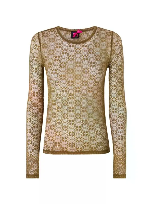 Pinko Monogram-lace Long-sleeve Top - Green