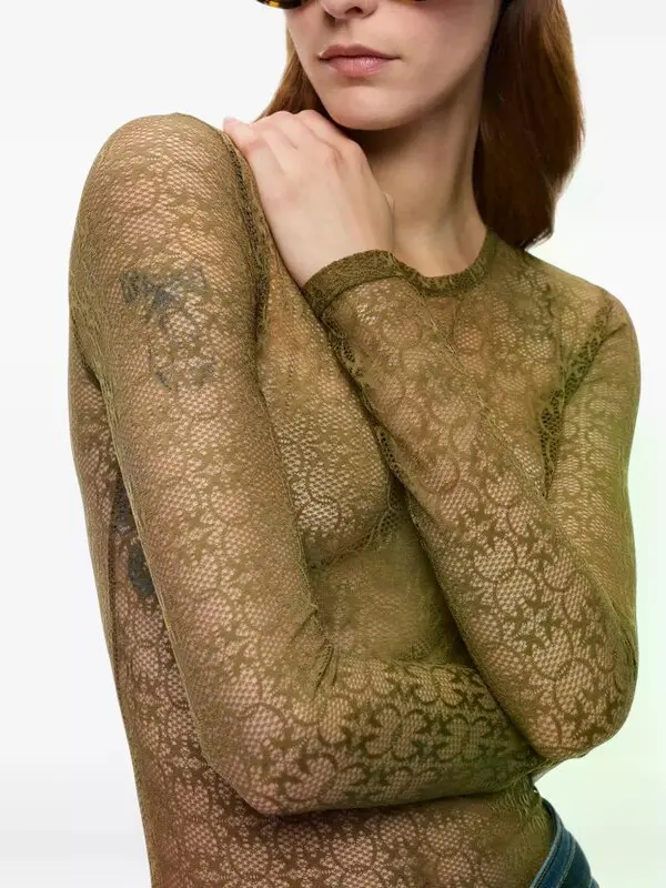 Pinko Monogram-lace Long-sleeve Top - Green