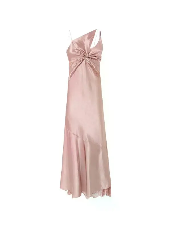 Pinko Lace-trim Twisted-detail Midi Dress - Pink