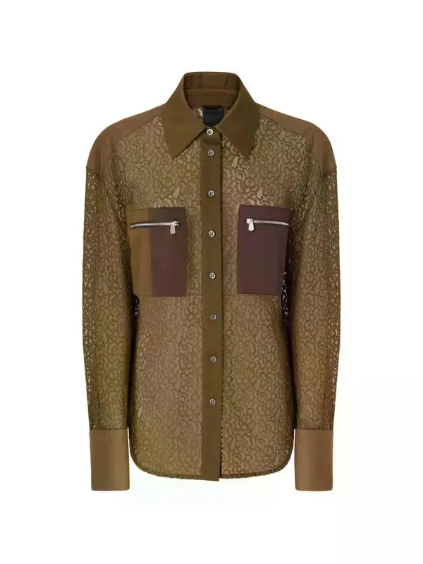 Pinko Lace Panelled Shirt - Green