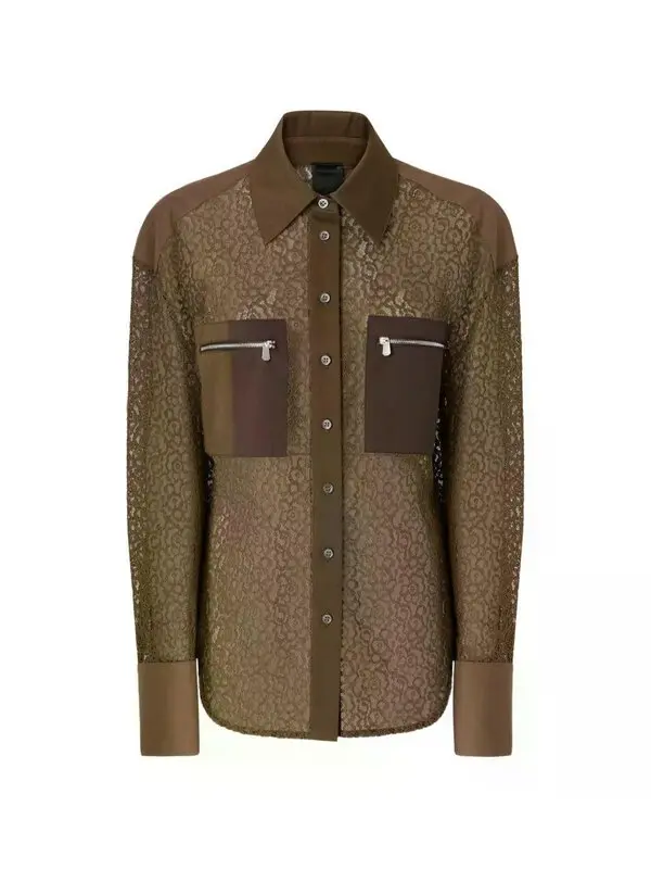 Pinko Lace Panelled Shirt - Green