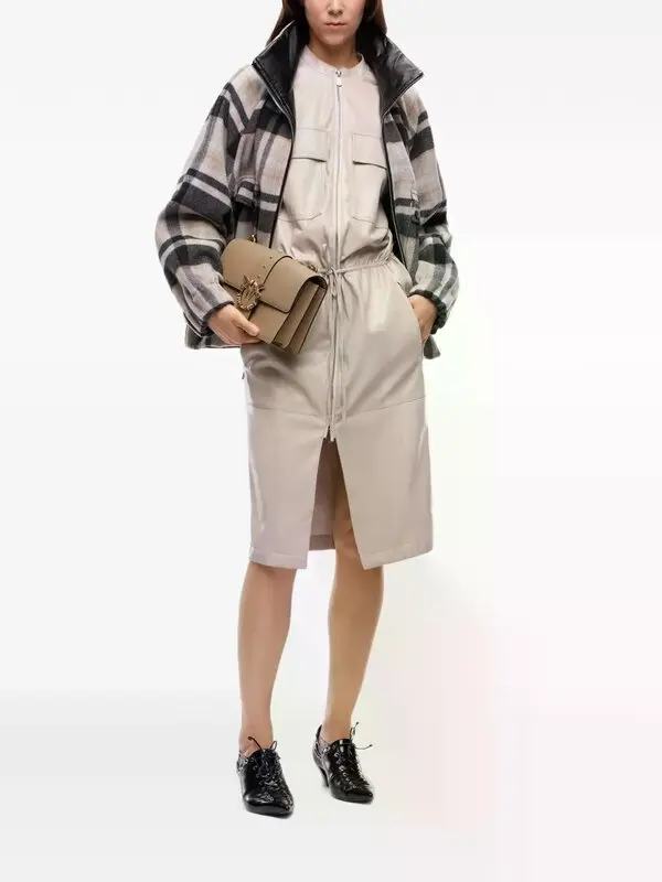 Pinko Faux-leather Drawstring Waist Dress - Neutrals